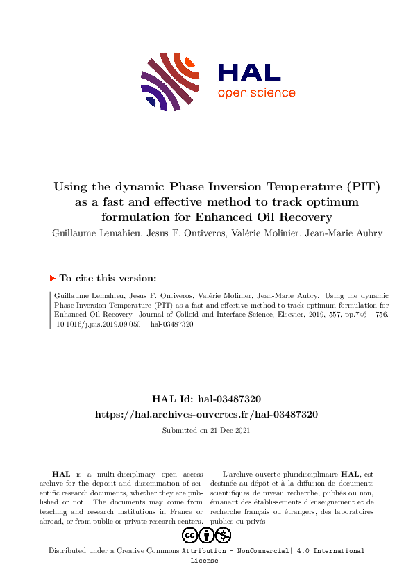 (PDF) Using the dynamic Phase Inversion Temperature (PIT) as a fast and ...