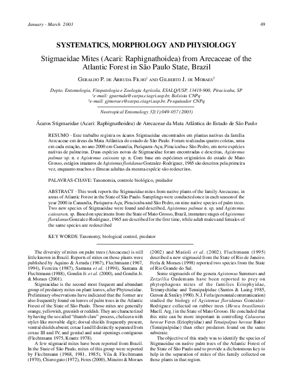 (PDF) Stigmaeidae mites (Acari: Raphignathoidea) from Arecaceae of the ...