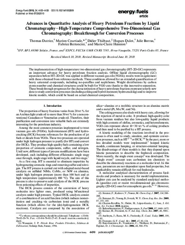 (PDF) Advances in Quantitative Analysis of Heavy Petroleum Fractions by ...