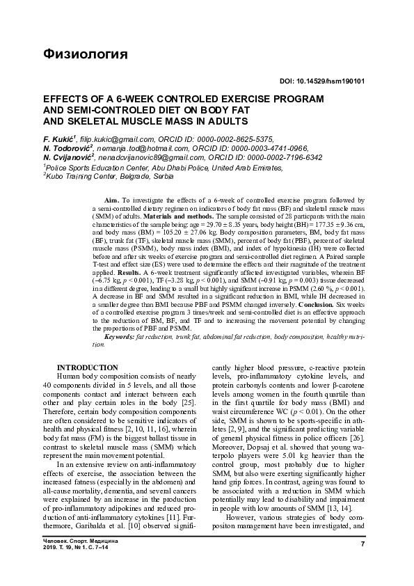 (PDF) Effects of a 6-WEEK Controled Exercise Program and Semi-Controled ...