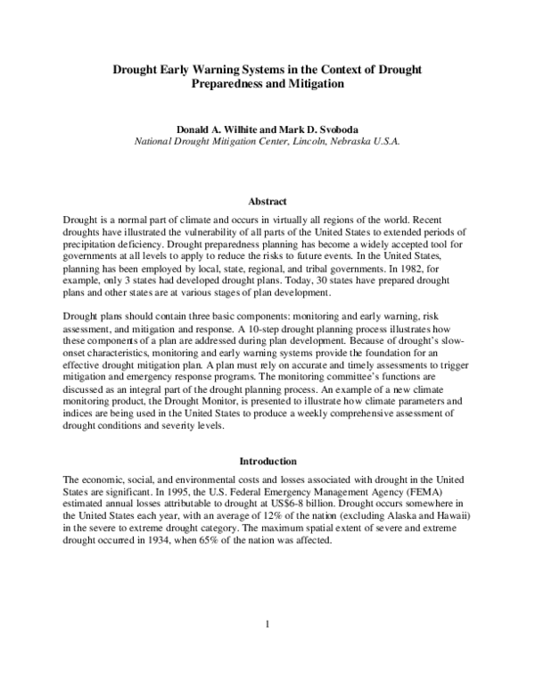 (PDF) Improving Drought Early Warning Systems in the Context of Drought ...
