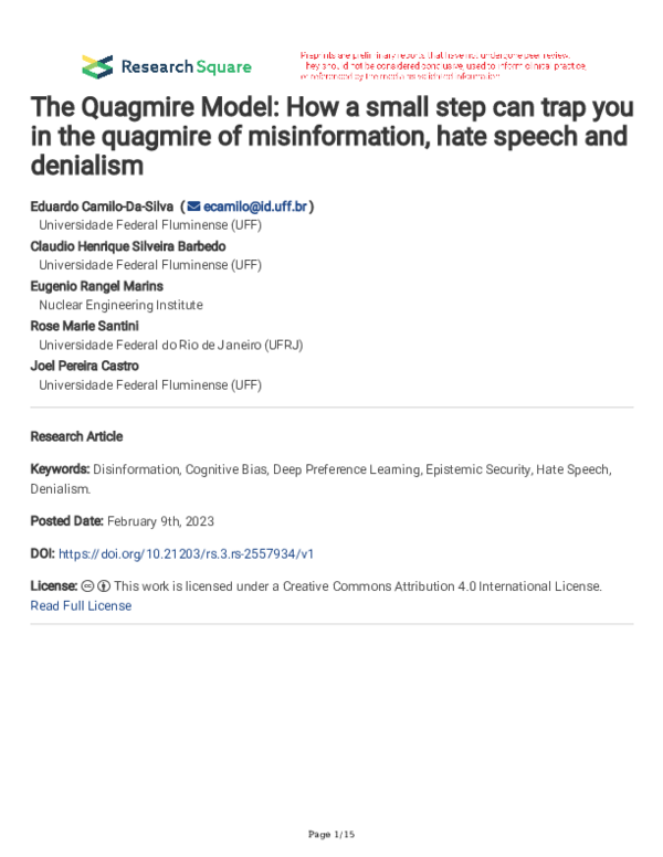 (PDF) The Quagmire Model: How a small step can trap you in the quagmire ...