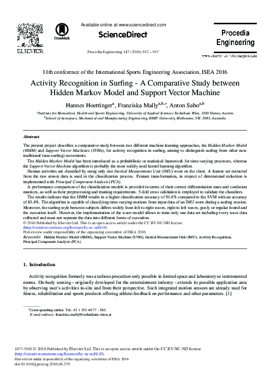 (PDF) Activity Recognition in Surfing - A Comparative Study between Hidden Markov Model and ...
