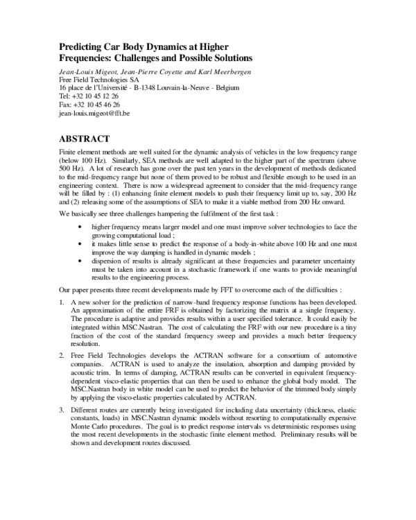 (PDF) Mid-Frequency Vehicle Dynamics: Solutions and Challenges