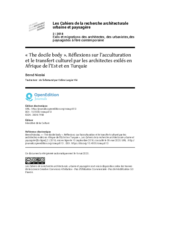 (PDF) « The docile body ». Réflexions sur l’acculturation et le ...