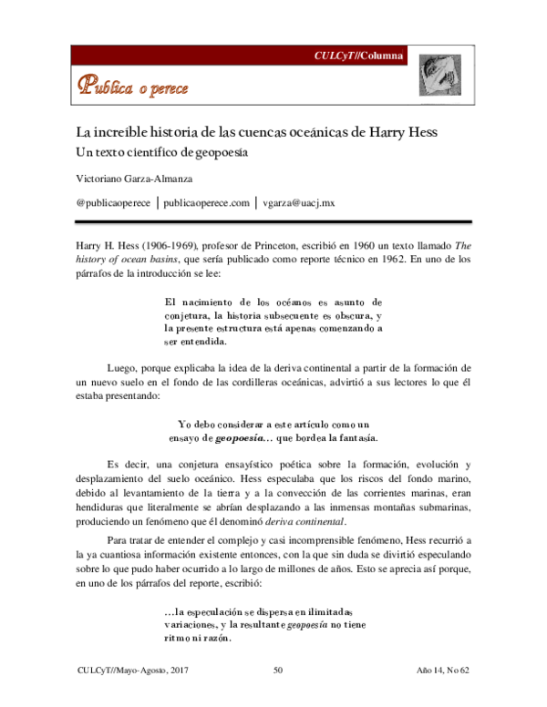 (PDF) La increíble historia de las cuencas oceánicas de Harry Hess Un ...