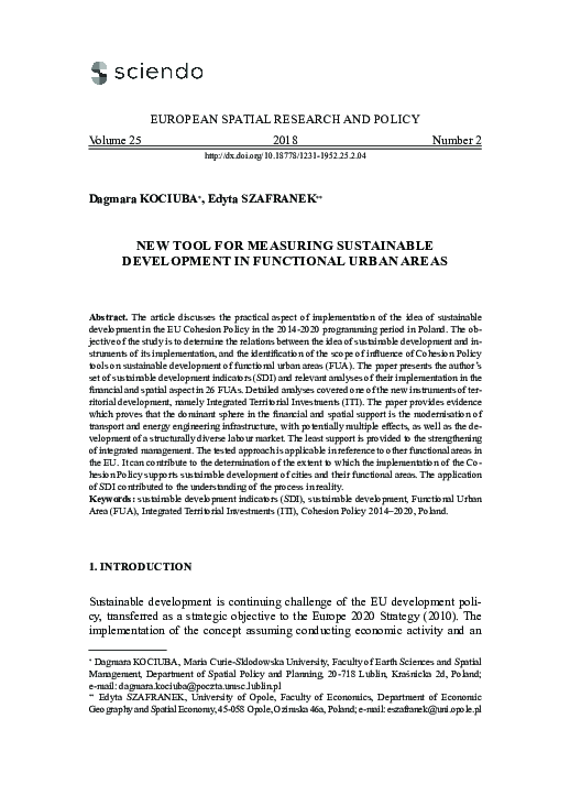 (PDF) New Tool for Measuring Sustainable Development in Functional ...