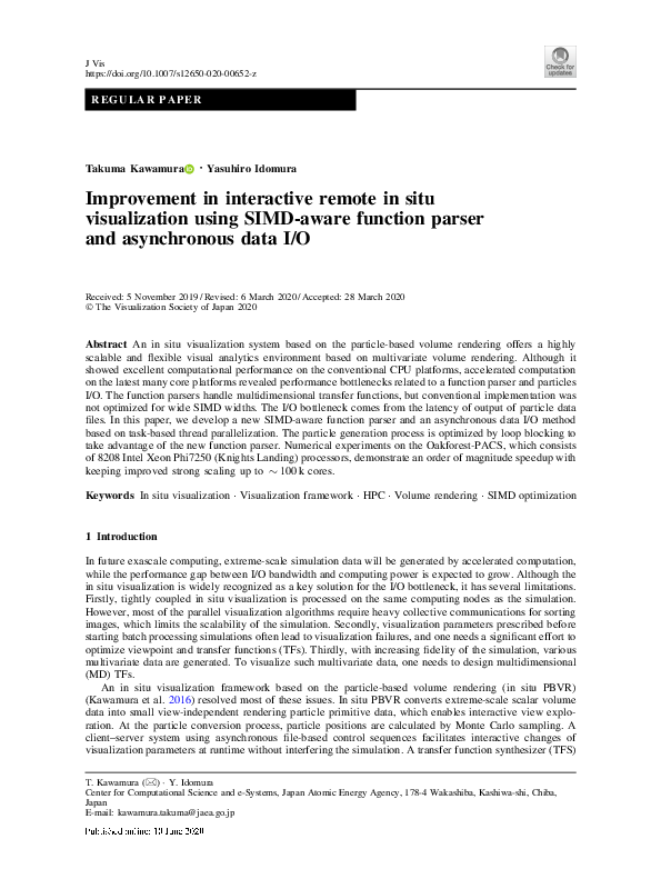 (PDF) Improvement in interactive remote in situ visualization using SIMD-aware function parser ...