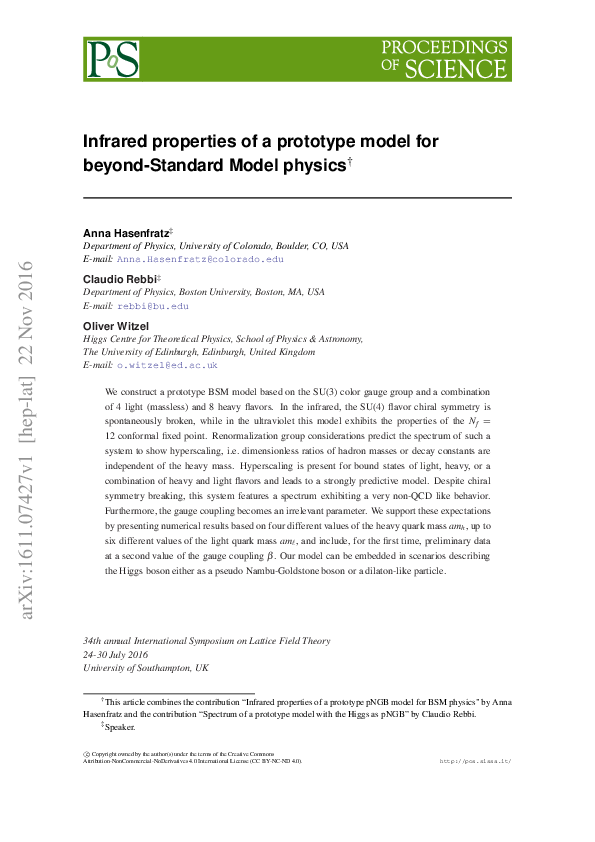 (PDF) Infrared properties of a prototype model for beyond-Standard ...