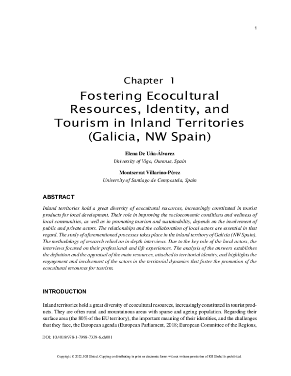 (PDF) Fostering Ecocultural Resources Identity and Tourism in Inland ...