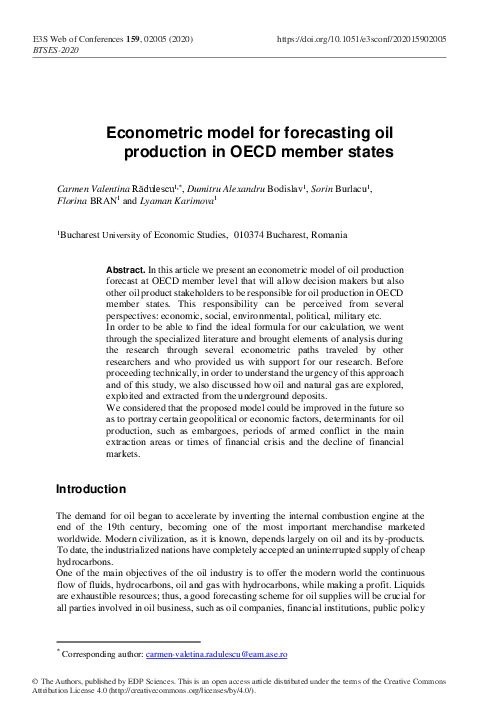 (PDF) Econometric model for forecasting oil production in OECD member ...