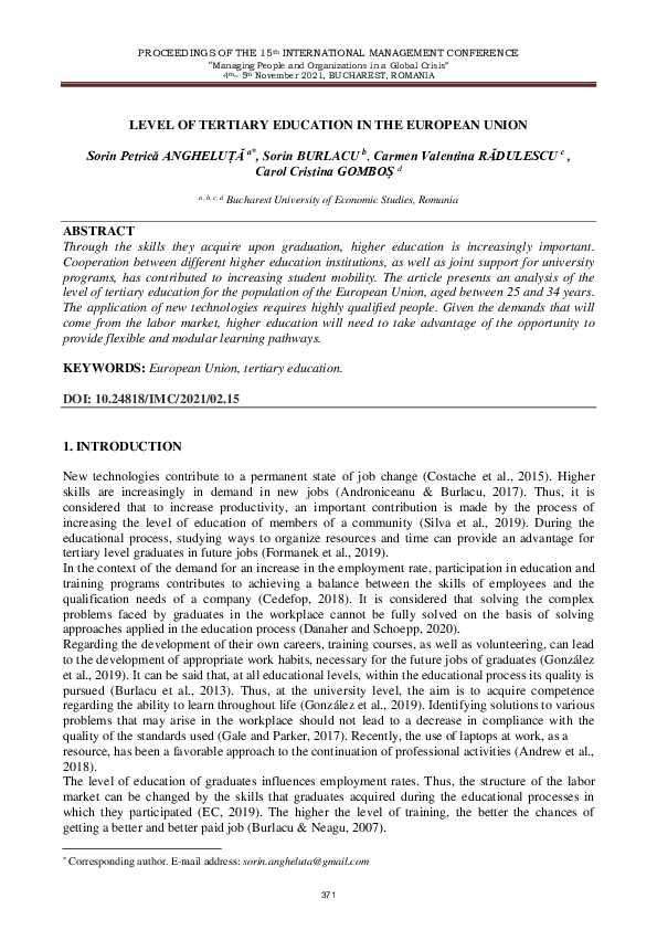 (PDF) Level of Tertiary Education in the European Union