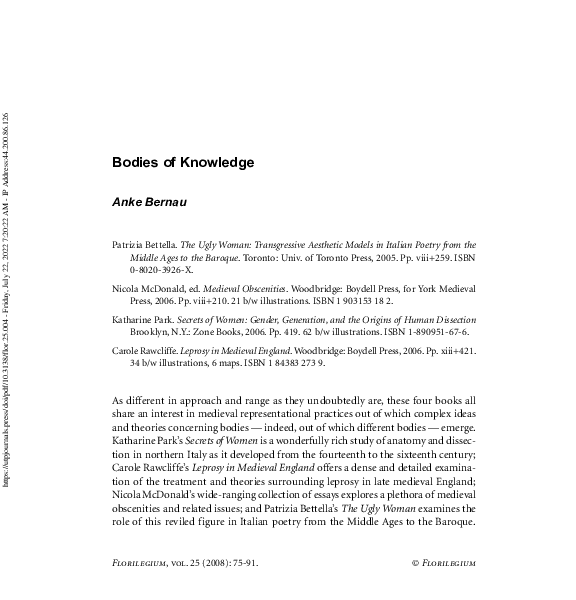 (PDF) Bodies of Knowledge