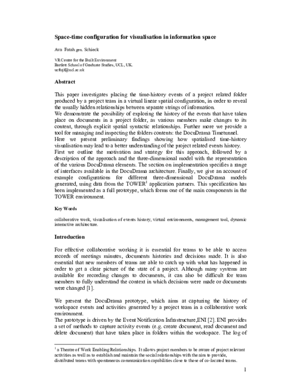 (PDF) Space-time configuration for visualisation in information space