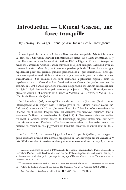 (PDF) Introduction — Clément Gascon, une force tranquille