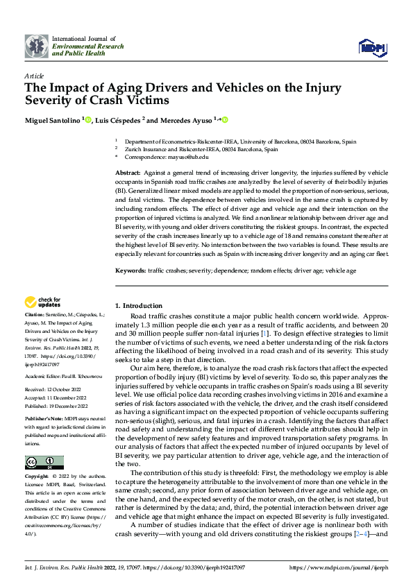 (PDF) The Impact of Aging Drivers and Vehicles on the Injury Severity ...