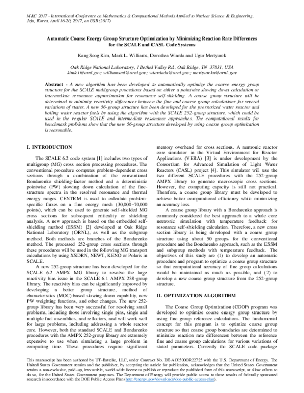 (PDF) Automatic Coarse Energy Group Structure Optimization by ...