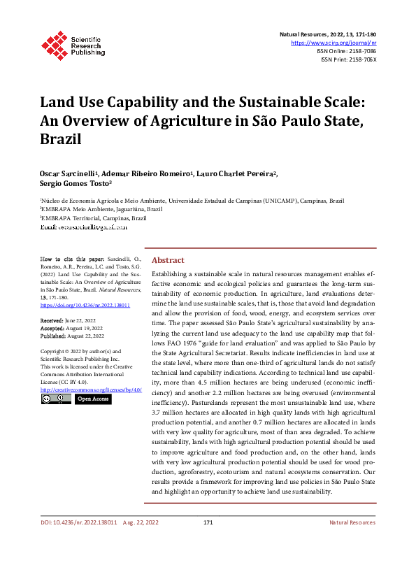 (PDF) Land Use Capability and the Sustainable Scale: An Overview of ...