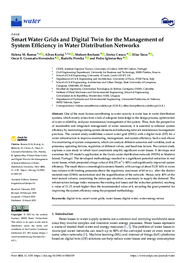 (PDF) Smart Water Grids and Digital Twin for the Management of System ...