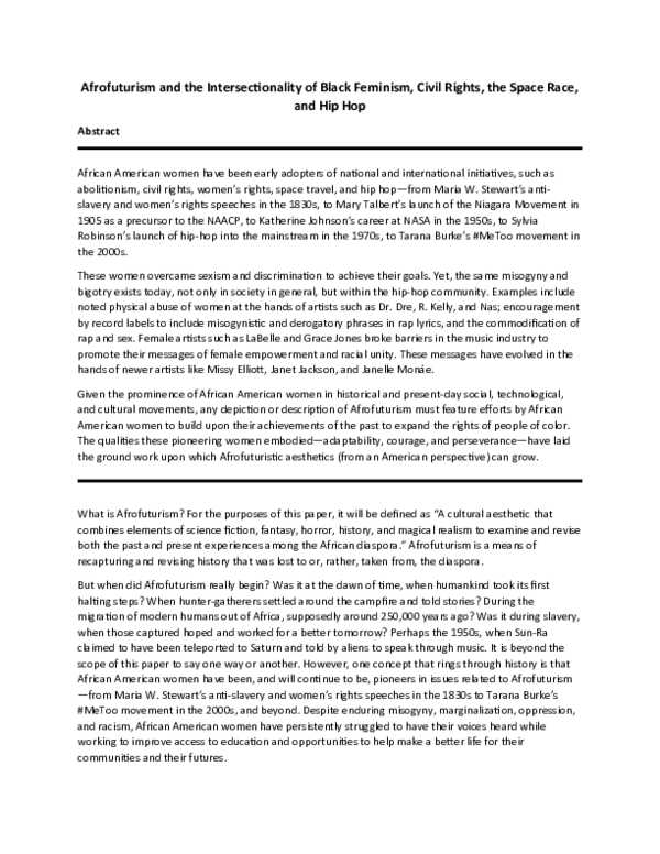 (DOC) Afrofuturism and the Intersectionality of Black Feminism, Civil ...