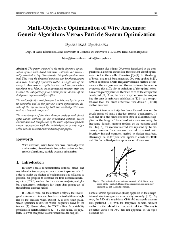 (PDF) Multi-Objective Optimization of Wire Antennas: Genetic Algorithms Versus Particle Swarm ...