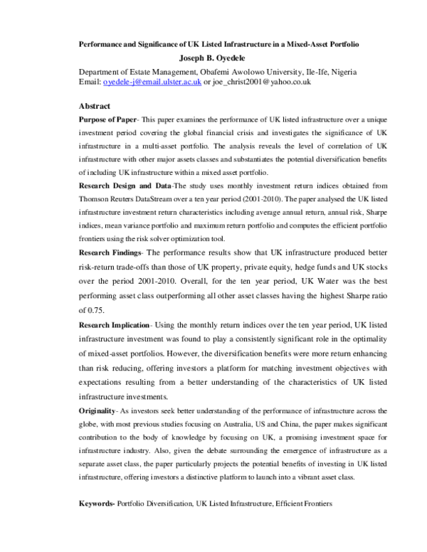 (PDF) Performance and Significance of United Kingdom Listed ...