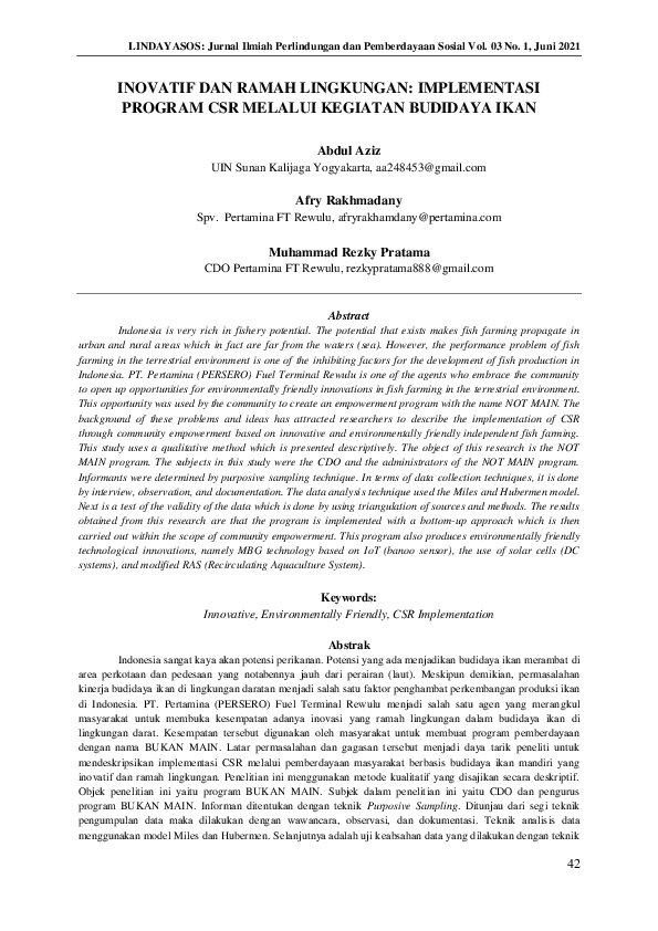 (PDF) Inovatif dan Ramah Lingkungan: Implementasi Program CSR Melalui ...