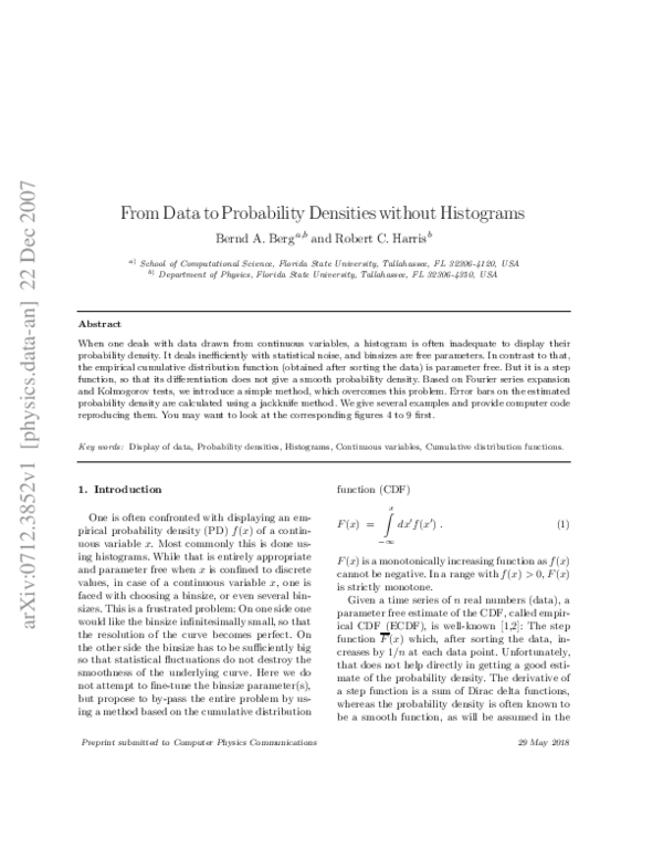 (PDF) From data to probability densities without histograms