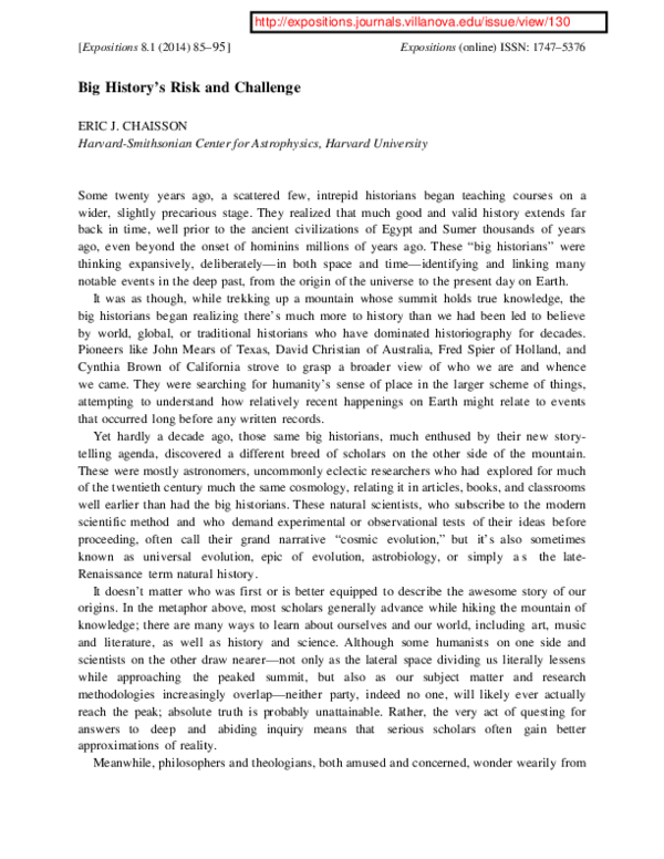 (PDF) Big History’s Risk and Challenge