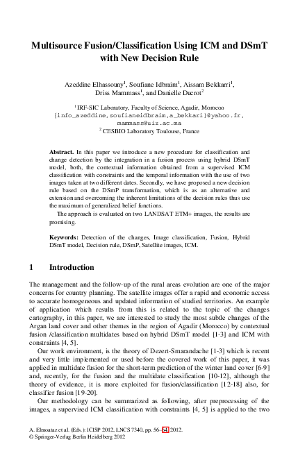 (PDF) Multisource Fusion/Classification Using ICM and DSmT with New Decision Rule | danielle ...