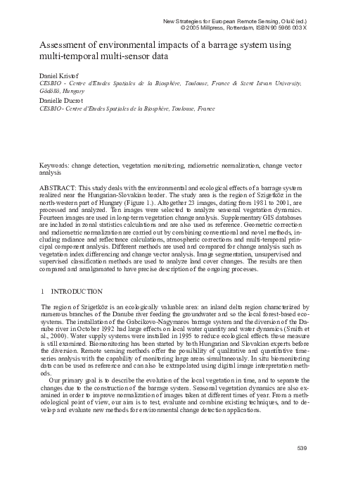 (PDF) Assessment of environmental impacts of a barrage system using multi-temporal multi-sensor ...