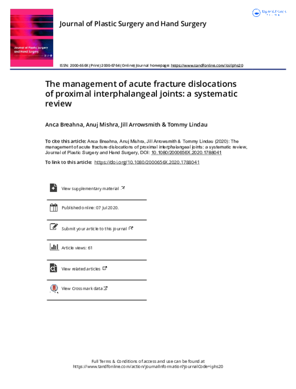 (PDF) The management of acute fracture dislocations of proximal ...