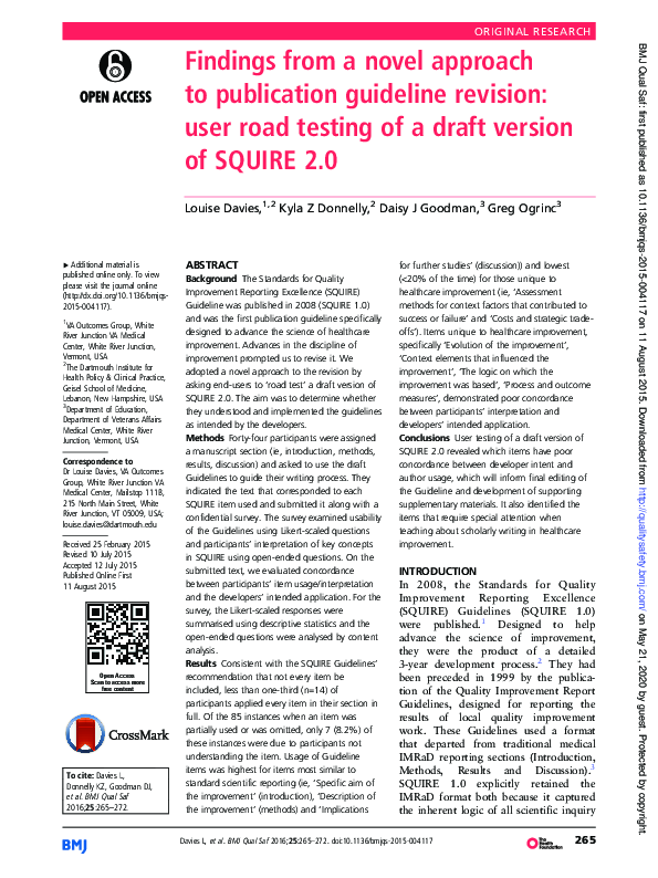 (PDF) Findings from a novel approach to publication guideline revision ...
