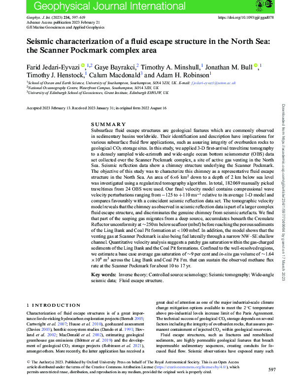 (PDF) Seismic characterization of a fluid escape structure in the North ...
