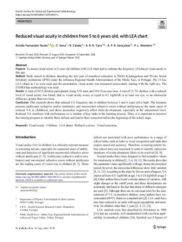 (PDF) Reduced visual acuity in children from 5 to 6 years old, with LEA ...