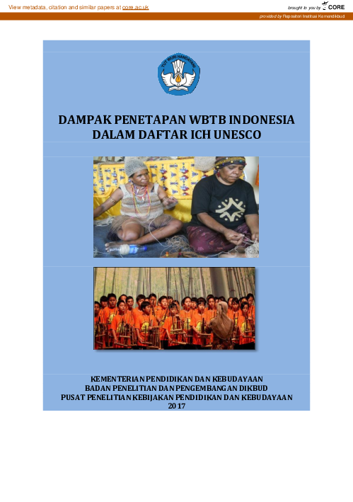 (PDF) Dampak Penetapan WBTB Indonesia dalam daftar ICH UNESCO