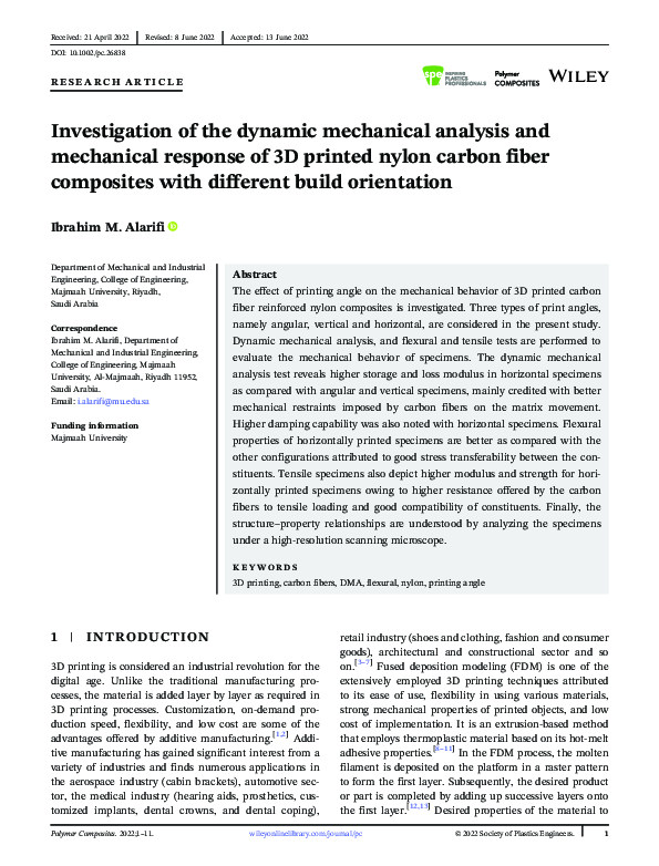 (PDF) Investigation of the dynamic mechanical analysis and mechanical response of 3D printed ...