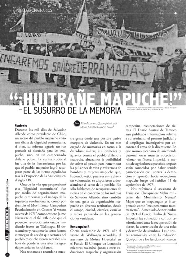 (PDF) ¡Huitrañe mapuche! El susurro de la memoria