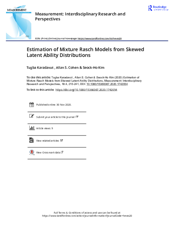 (PDF) Estimation of Mixture Rasch Models from Skewed Latent Ability ...