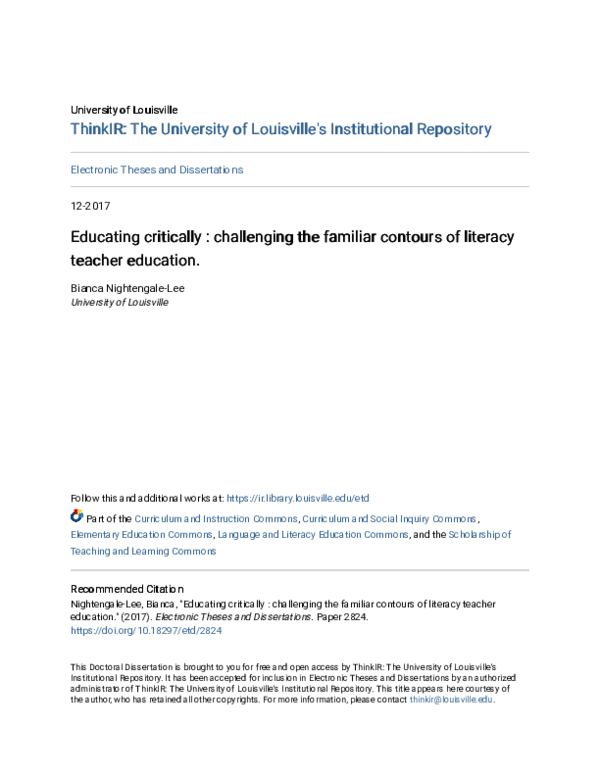 (PDF) Educating critically : challenging the familiar contours of ...