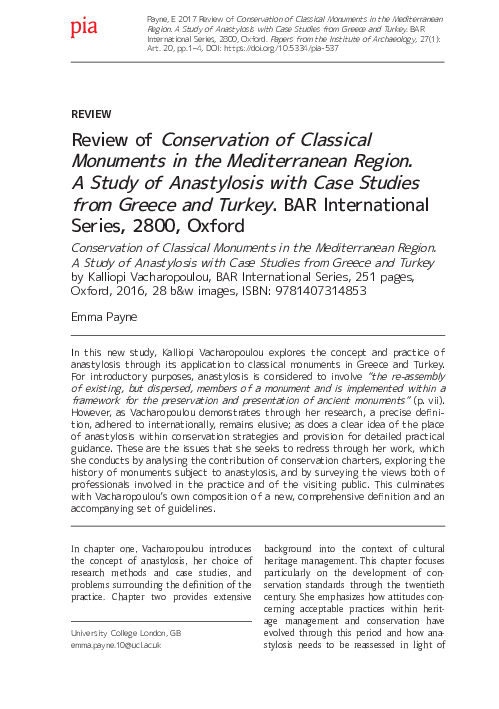 (PDF) Review of Conservation of Classical Monuments in the ...