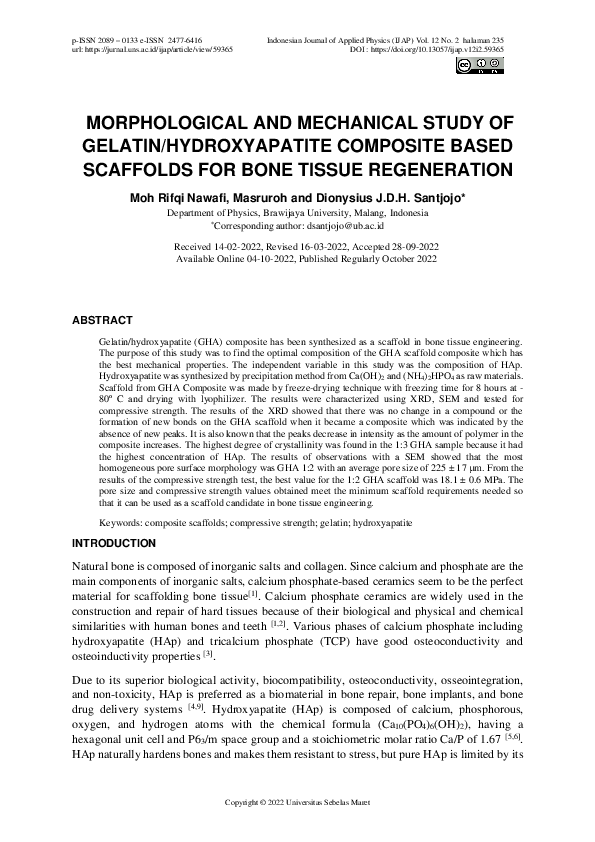 (PDF) Morphological and Mechanical Study of Gelatin/Hydroxyapatite ...
