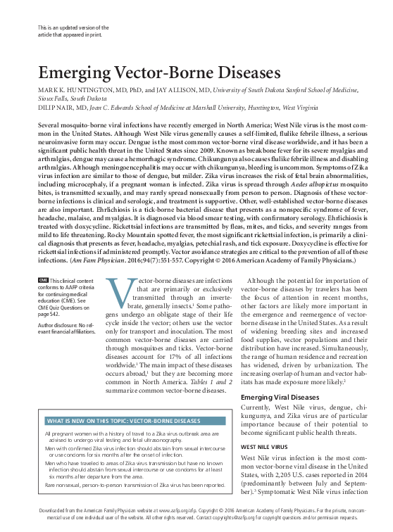 (PDF) Emerging Vector-Borne Diseases