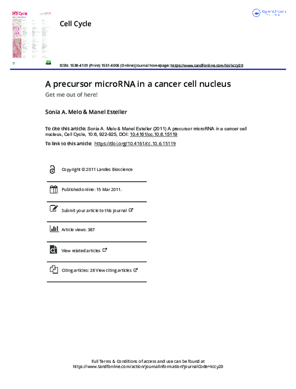 (PDF) A precursor microRNA in a cancer cell nucleus
