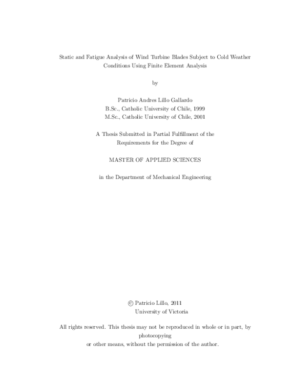 Pdf Static And Fatigue Analysis Of Wind Turbine Blades Subject To Cold Weather Conditions