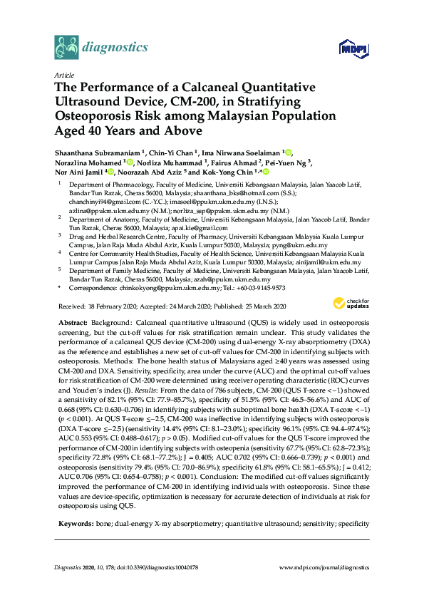 (PDF) The Performance of a Calcaneal Quantitative Ultrasound Device, CM ...