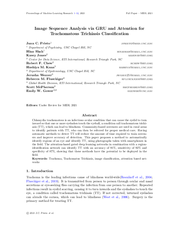 (PDF) Image Sequence Analysis via GRU and Attention for Trachomatous ...