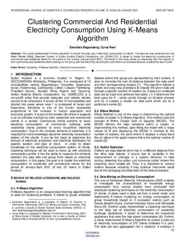 Pdf Clustering Commercial And Residential Electricity Consumption