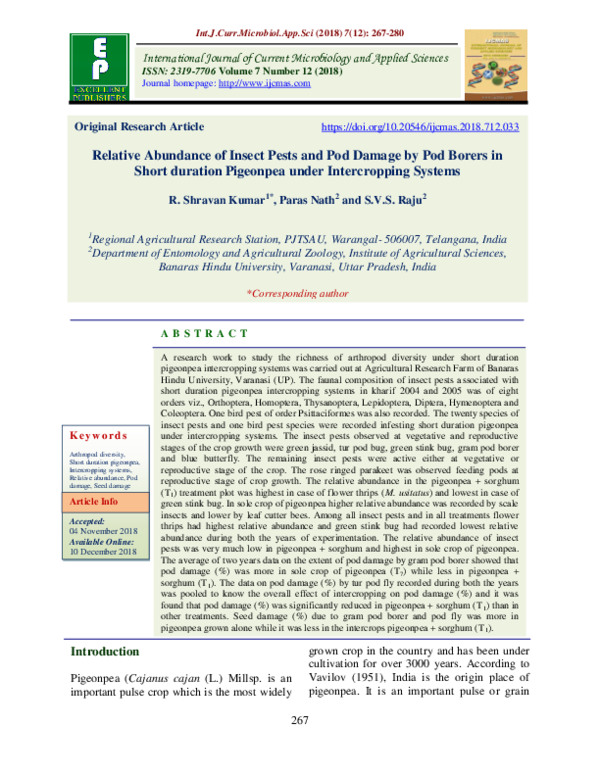 (PDF) Relative Abundance of Insect Pests and Pod Damage by Pod Borers ...