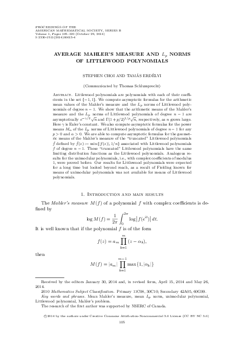 (PDF) Average Mahler’s measure and $L_p$ norms of Littlewood polynomials